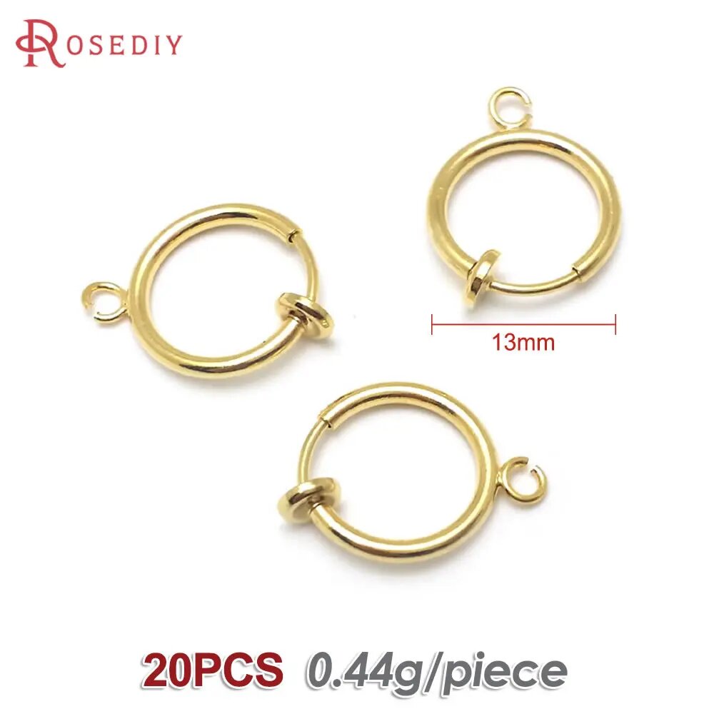 Клипсы для сережек Rosediy круглые, 13 мм, цвет золото