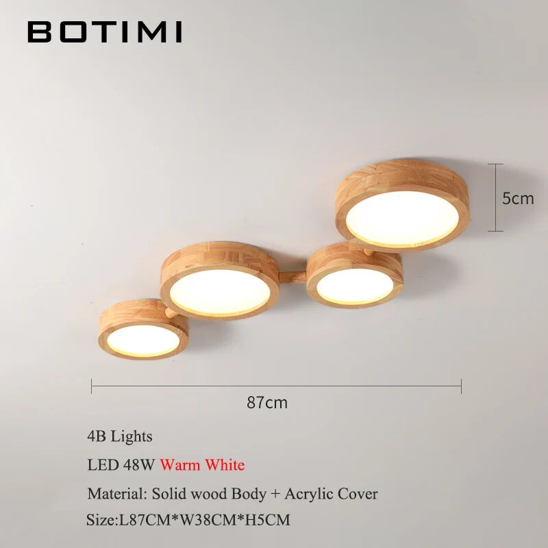 BOTIMI круглые потолочные светильники из дерева 4B Lights Warm white