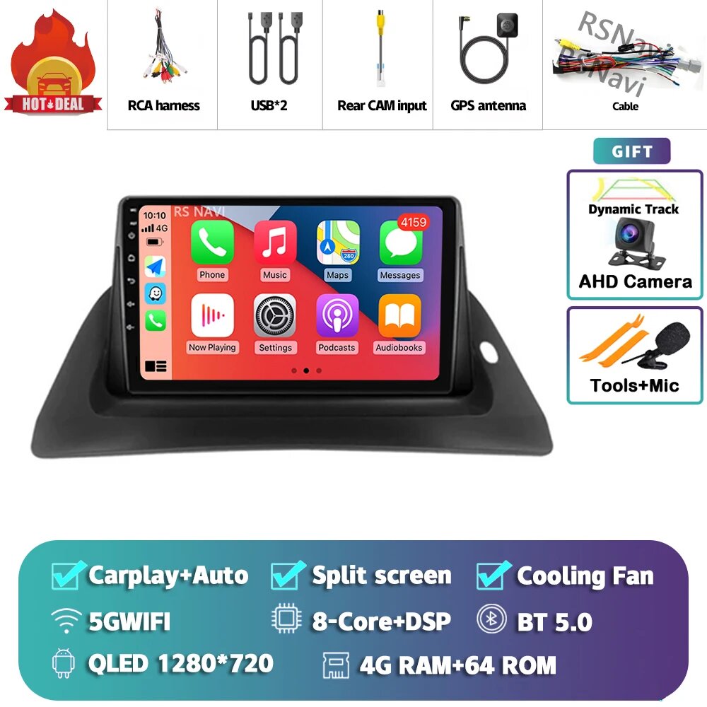 Автомагнитола Android Carplay Auto 4G-64G CAM для Renault Kangoo 2008-2018
