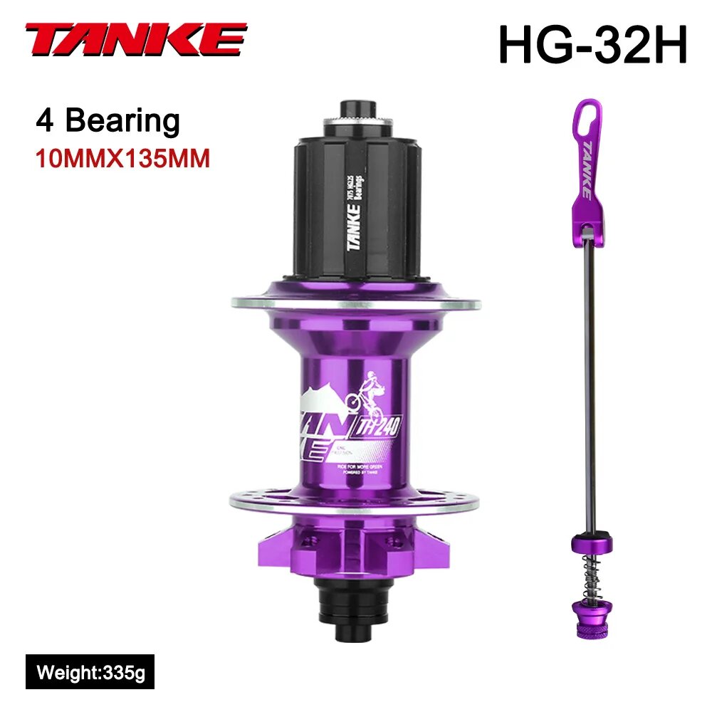 TANKE MTB 120 Click Втулки 6 Подшипников Фиолетовые/Черные/Красные Фиолетовый, 32H Purple Rear QR