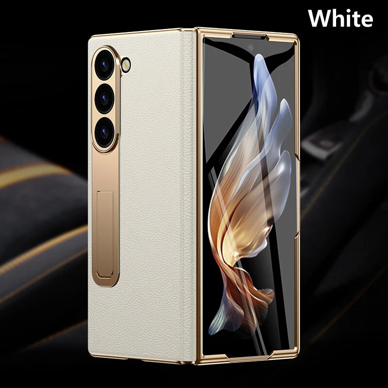 Кожаный Чехол-кошелек LANGSIDI Для Samsung Galaxy Z Бежевый, lychee grain white, For Galaxy Z Fold 4