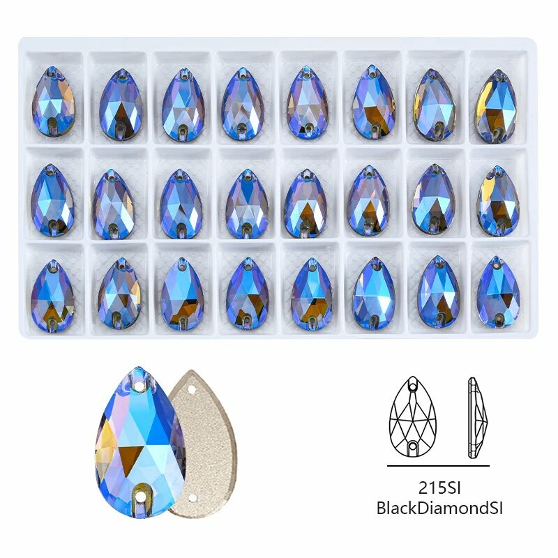 Стразы пришивные BOBOHOO K9 из стекла Синий, 7x12mm - 72Pcs, 215SI BlackDiamondSI
