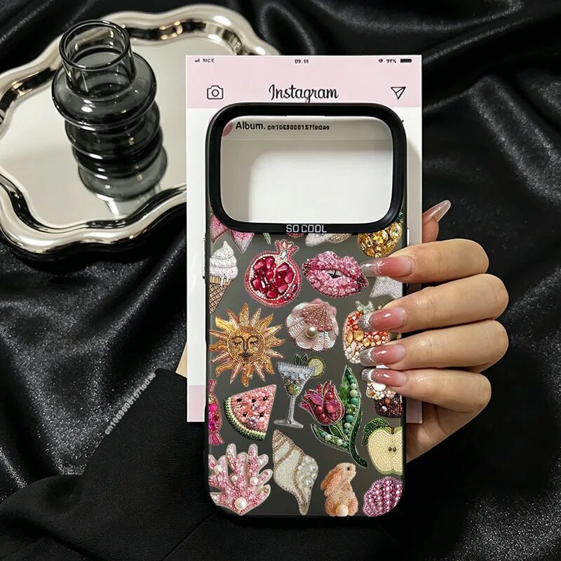 Роскошный противоударный чехол для iPhone 15, 17 Pro, 16, 17 Air, 14 Айфон 16 Про, Розовый, style 1