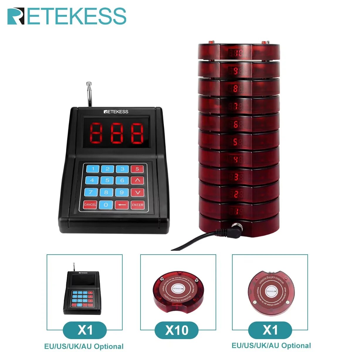 RETEKESS TD165 Система вызова, 1-10 Red