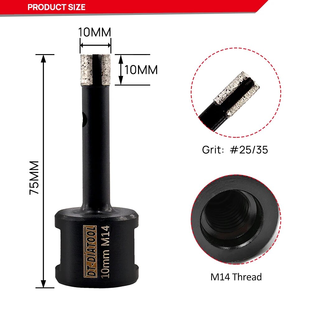 Алмазное сверло DT-DIATOOL 10 мм M14, 2 шт