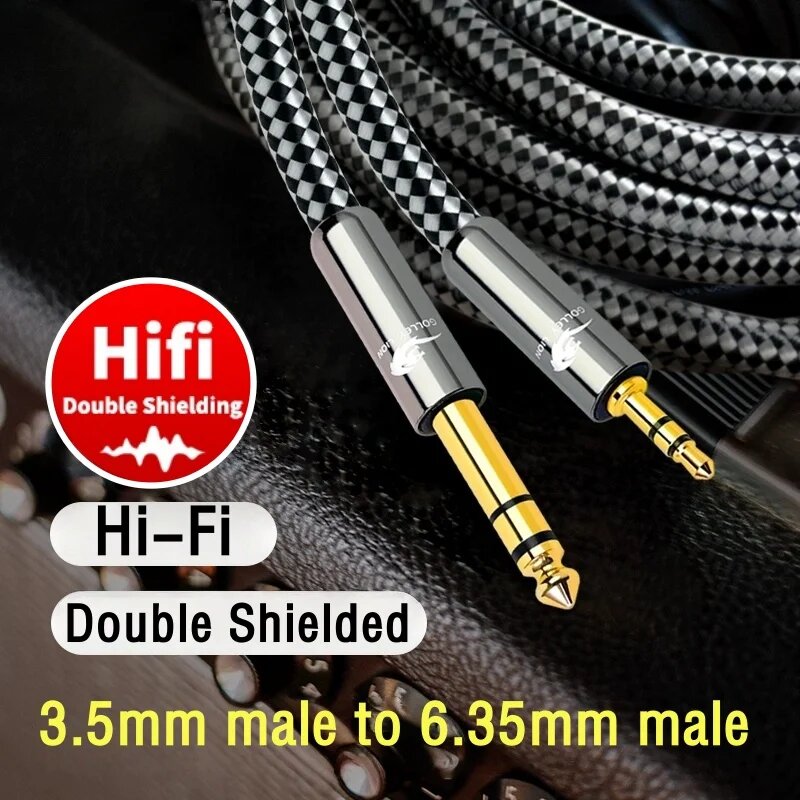 GOLLE YLION Аудиокабель TRS 3,5 мм - 6,35 мм (3.5mm-6.35mm) Gray, 8 м