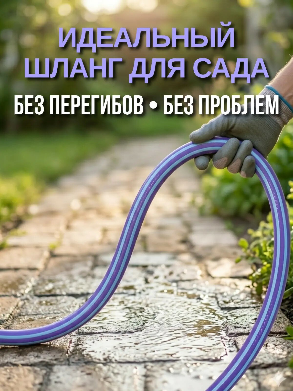 Шланг поливочный лаванда, 20 м, армированный, трехслойный, диаметр 3/4", "Эконом" — фото 1