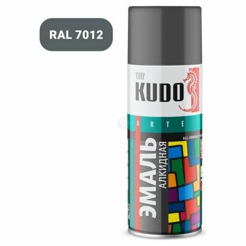 Краска аэрозольная алкидная темно-серая 520 мл ral 7012 Kudo KU1016