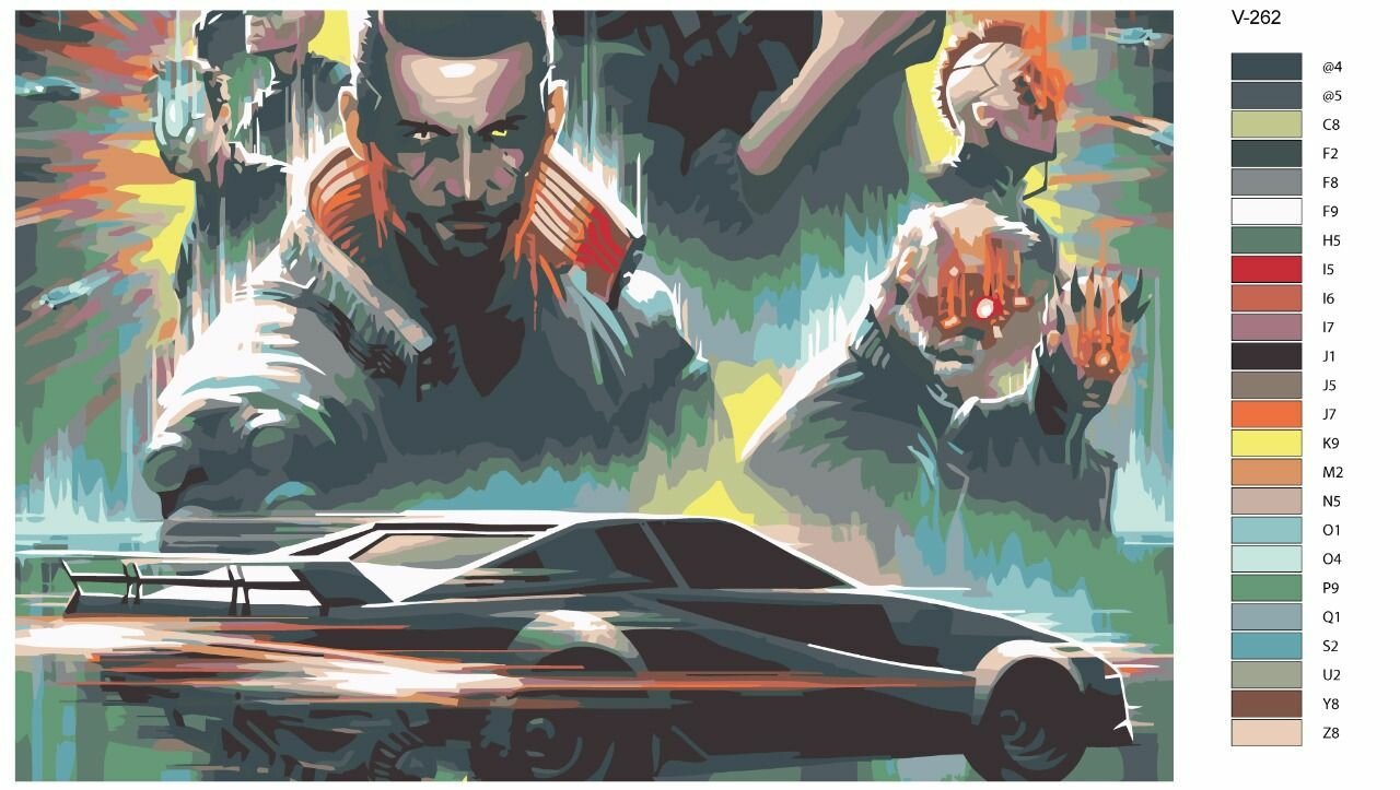 Картина по номерам V-262 "Киберпанк Cyberpunk 2077. Постер", 40x60 см