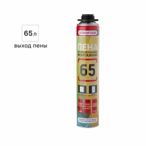 Пена монтажная профессиональная Domofoam выход пены 65 л всесезонная 750 мл