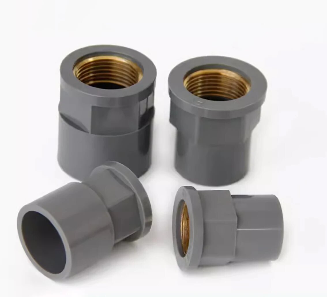 ПВХ соединитель для труб 20/25/32 мм, латунный BSP 20mm - 1I2 Inch, Серый, Gray