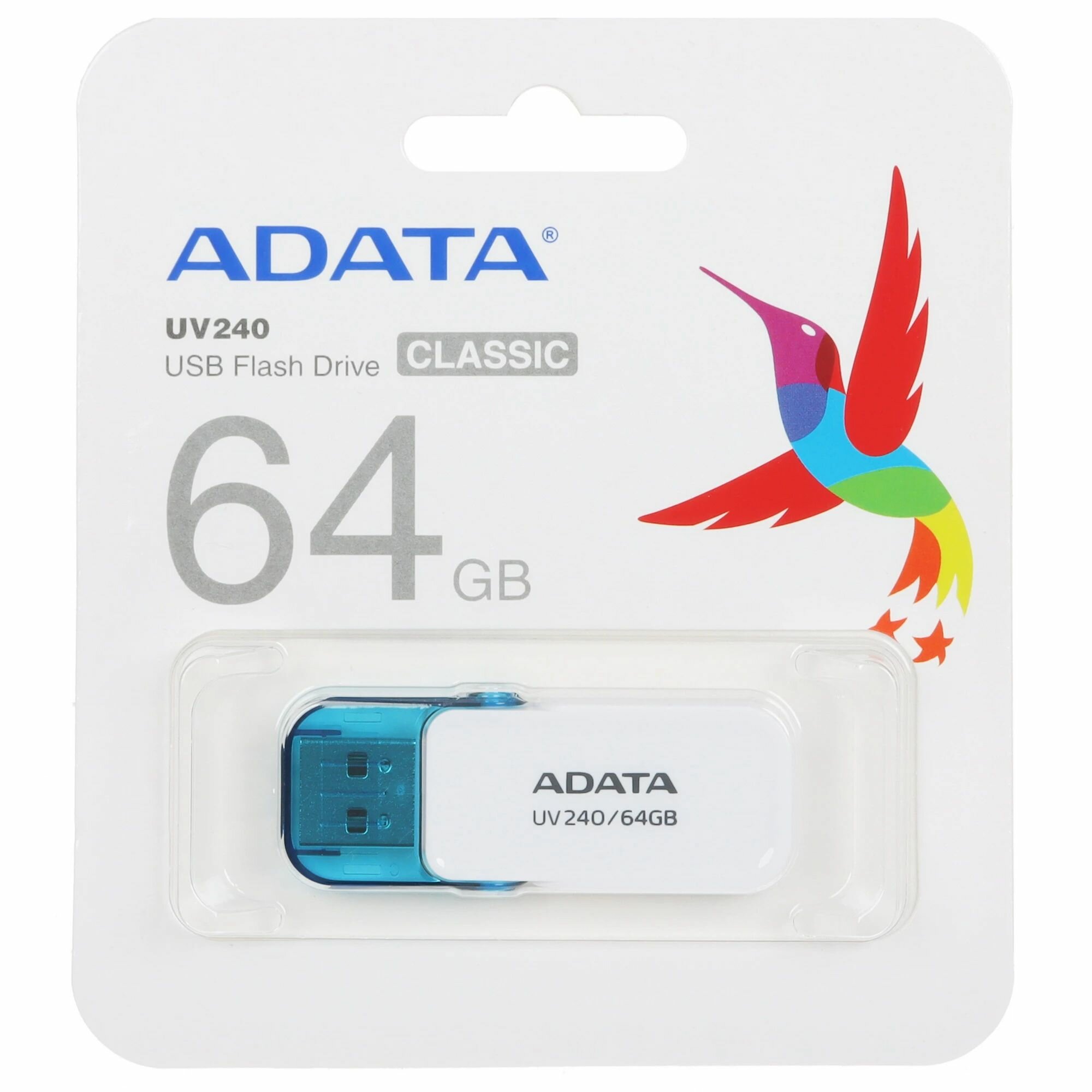 Память USB Flash 64 ГБ ADATA UV240 (AUV240-64G-RWH) - USB2.0, USB Type-A