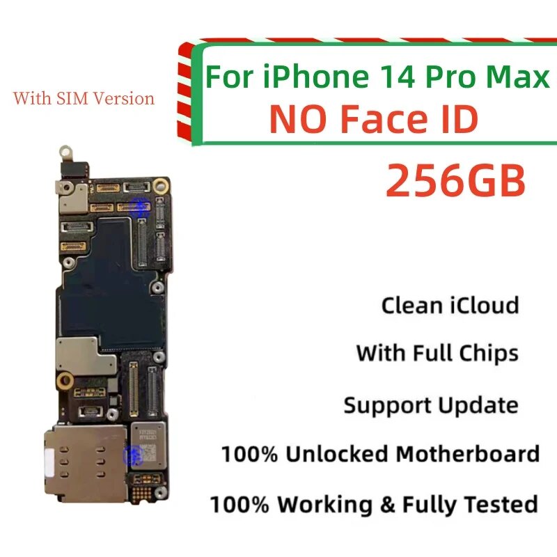 Разблокированная материнская плата для iPhone 14 Pro/14 Pro Max с/без Face ID, SIM 14 PMax 256g No