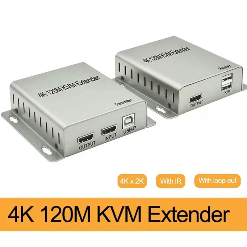 4K 120M KVM Extender с EU Plug, HDMI USB