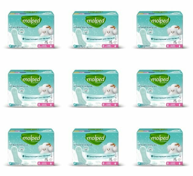 Molped Прокладки женские Гигиенические Antibakteriyel Super, 7 шт в уп, 9 уп