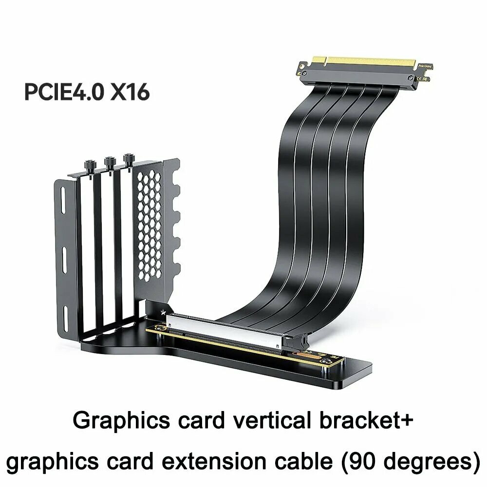 Комплект вертикального монтажа GPU PCIe 3.0/4.0 x16, удлинитель 200 мм, поворотное крепление для видеокарты