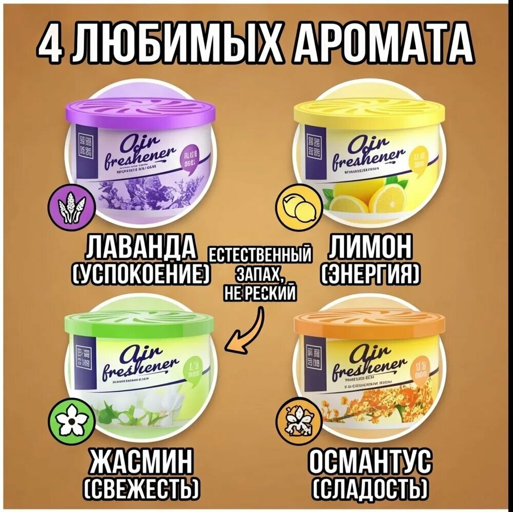 Набор 4 шт, гелевый освежитель воздуха Air, нейтрализатор запахов, для дома, туалета, кухни и автомобиля