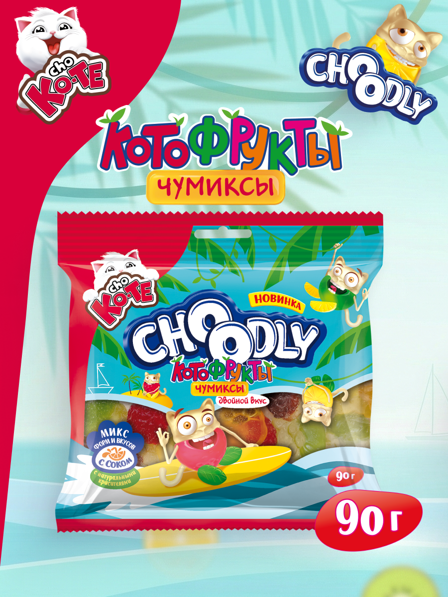 Мармелад жевательный CHO KO-TE КотоФрукты, пакет 90 г.