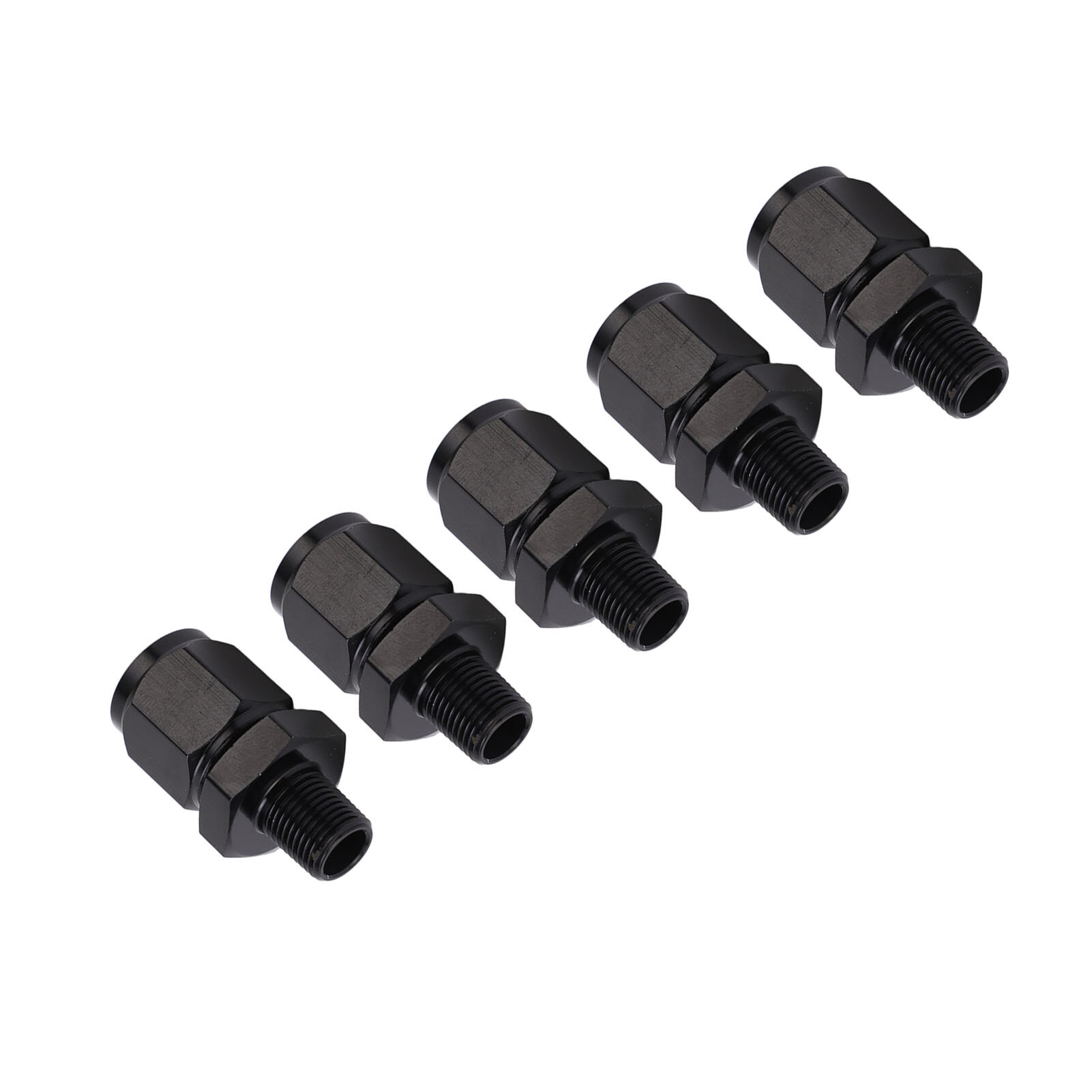5 шт. Адаптер-фитинг из алюминиевого сплава 6AN Female Thread к 1/8 NPT Male Thread Swivel, Черный, для топливных линий и насосов