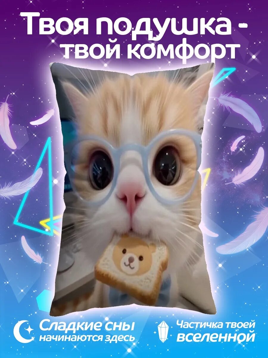 Подушка дакимакура Кот в очках