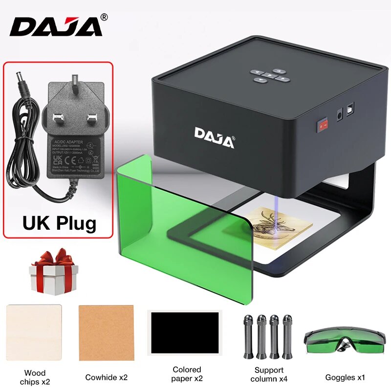 DAJA DJ6 Мини-портативный лазерный гравировщик Diy Bluetooth-машина для гравировки на ошейниках для собак, бумаге, кожке, дереве, пластмассе, логотипов CNC-машина