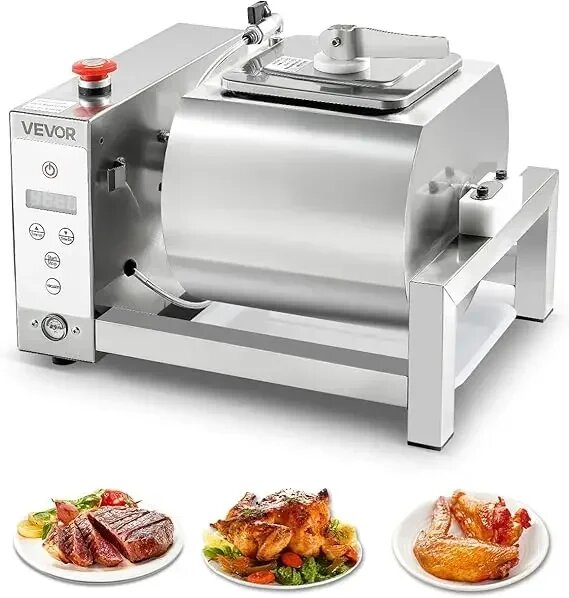 Горячие продажи: вакуумный тумблер VEVOR объемом 10 литров для мариновки мяса с автоматическим двусторонним вращением и нержавеющей сталией конструкцией