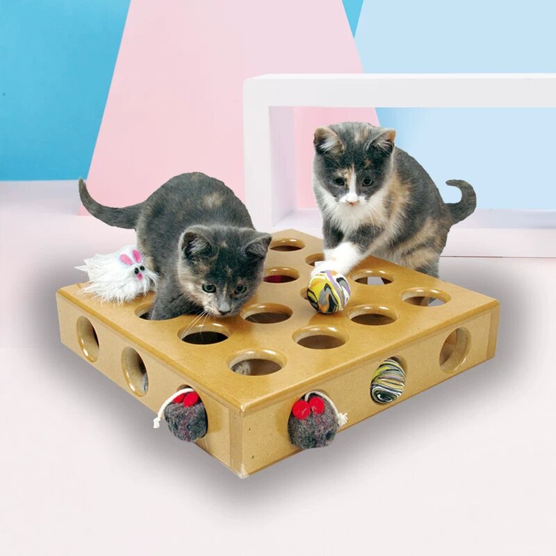SmartCat коробка для игрушек с 16 отверстиями, игрушка для кошек, интеллект для кошек, забавная коробка для сокровищ