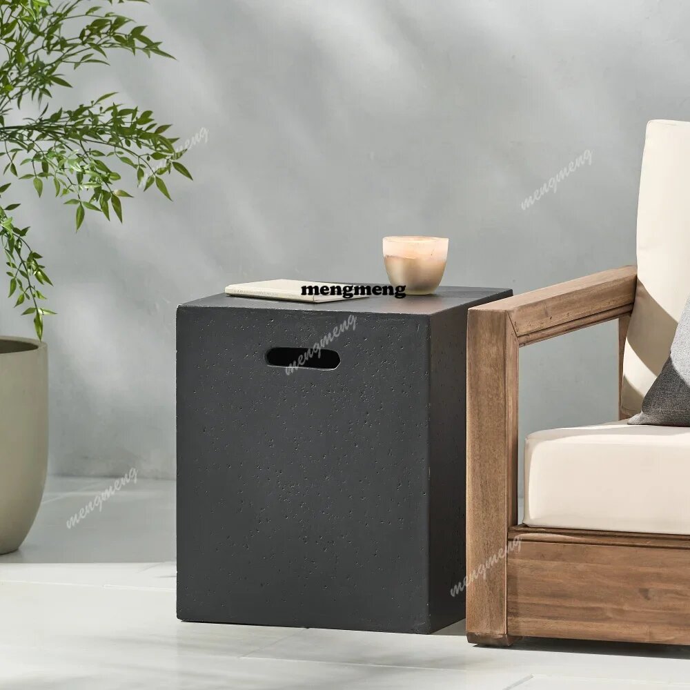ZHRound Уличная бетонная каминка на пропан Modern Light Grey для терассы, сада, двора. Без сборки для кемпинга