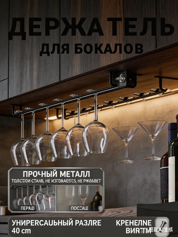 Полка для барной стойки Угловая, 40х13х6 см