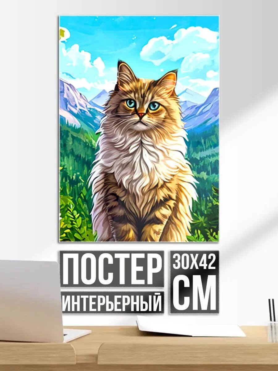 Постер на стену Невская маскарадная кошка летом в горах