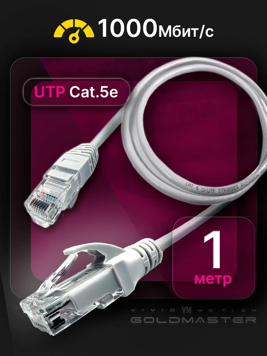Патч корд 1м UTP 5е кабель для интернета 1 метр сетевой