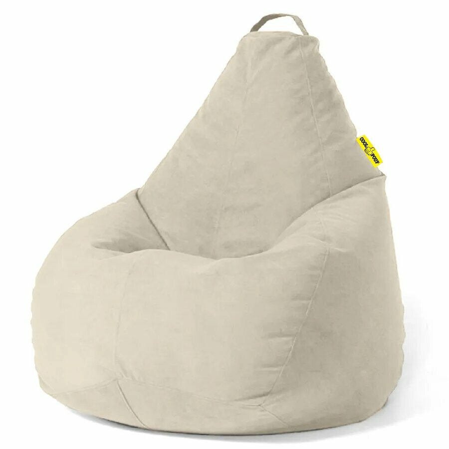 COOLPOUF Кресло-мешок Груша, Велюр натуральный, Размер XXL, кремовый