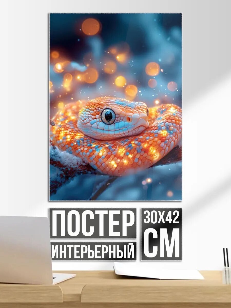 Постер на стену Рыжая блестящая змея