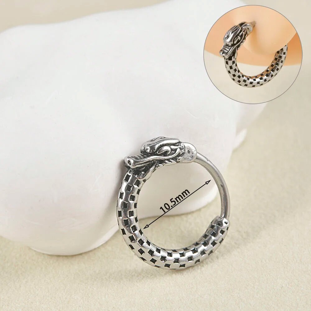 Серьги из хирургической стали с головой дракона, волка, черепа и змеи