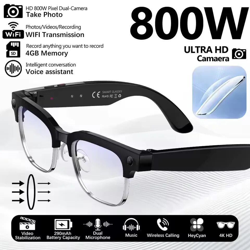 GUHUAVMI W630 Умные очки с камерой 8Мп Blue light