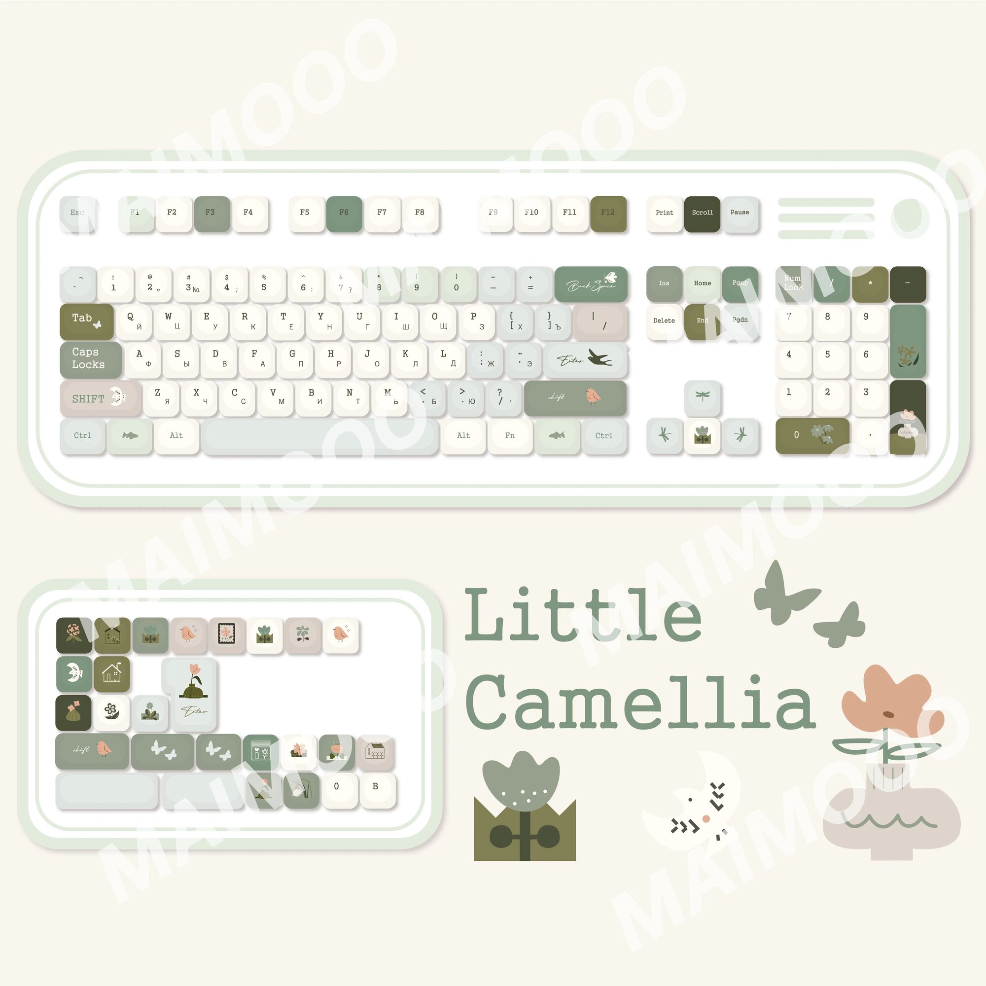 MAIMOOO Spring Keycaps Morandi Green PBT MOA Alice Layout MOA RU
