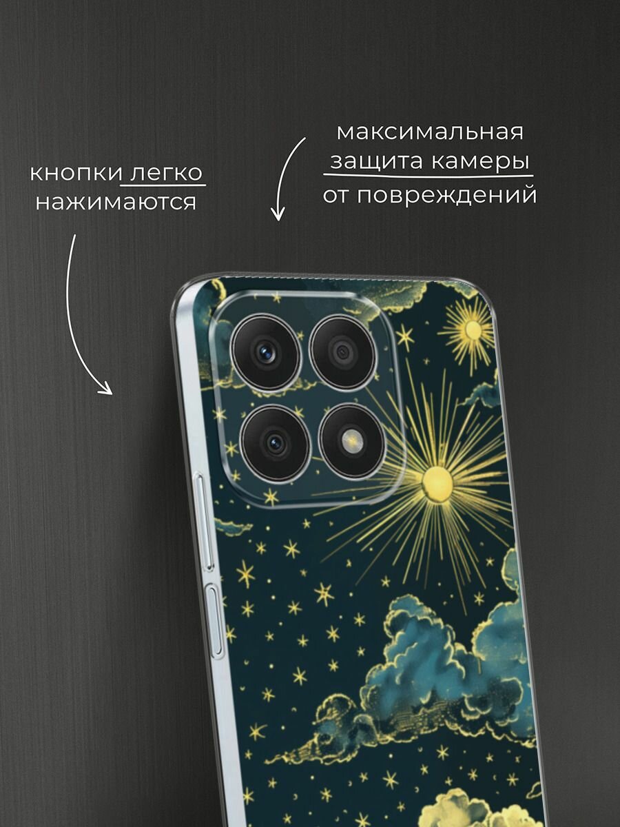 Чехол на Honor X8A / Хонор X8A с принтом Звездное небо и облака — фото 1