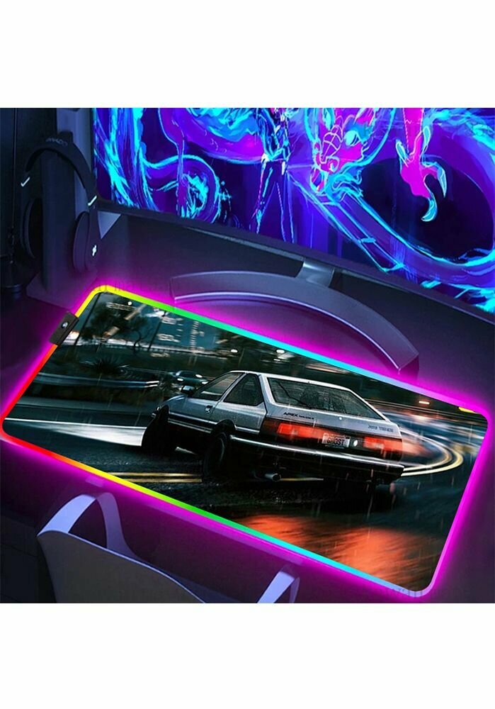 JDM MOTORS Коврик для мышки, XXL, черный матовый, светло-серый