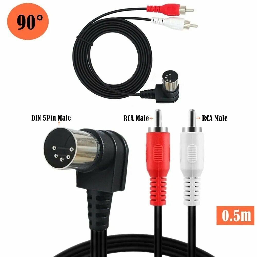 PENGQIAO Аудиокабель DIN/RCA, 0.5 м, черный матовый