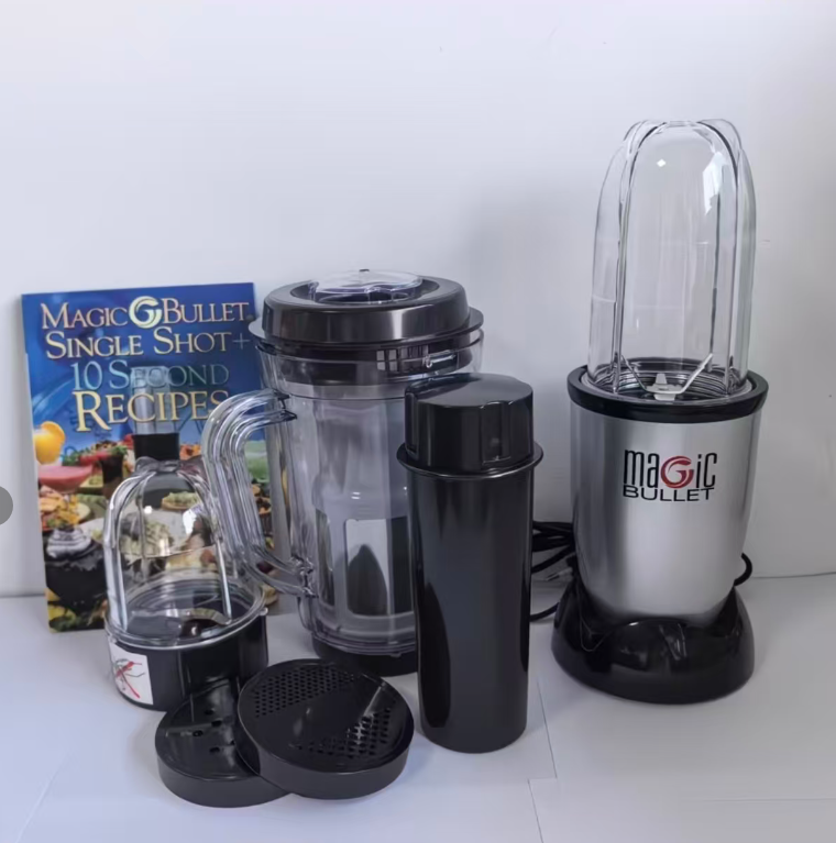 Блендер Magic Bullet, маленький размер, серебристый, набор из 12 предметов