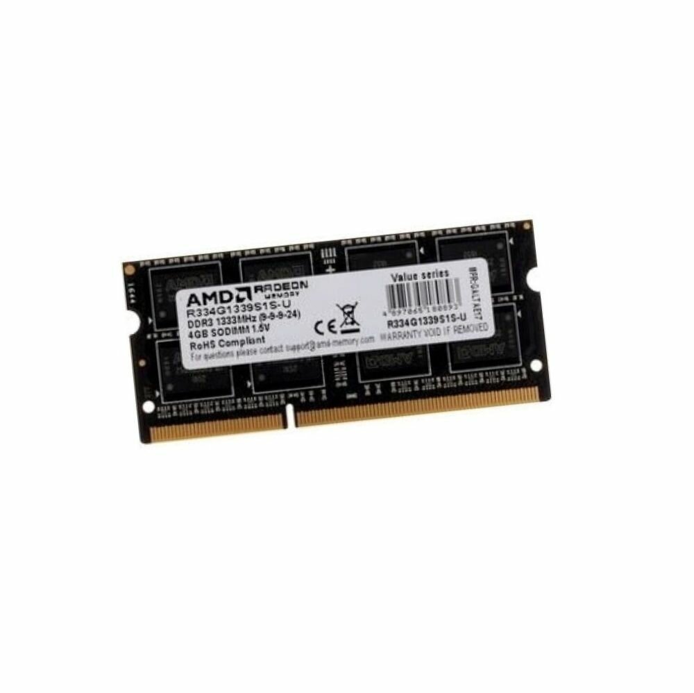 AMD Оперативная память AMD R334G1339S1S-U DDR3, 1333 МГц, 1 x 4 ГБ (AMD R334G1339S1S-U)
