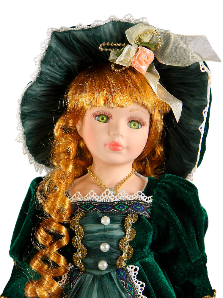 Кукла Polly Dolls "Генриетта", фарфор, высота 42см, тематика персонажи, цвет зеленый/черный — фото 1
