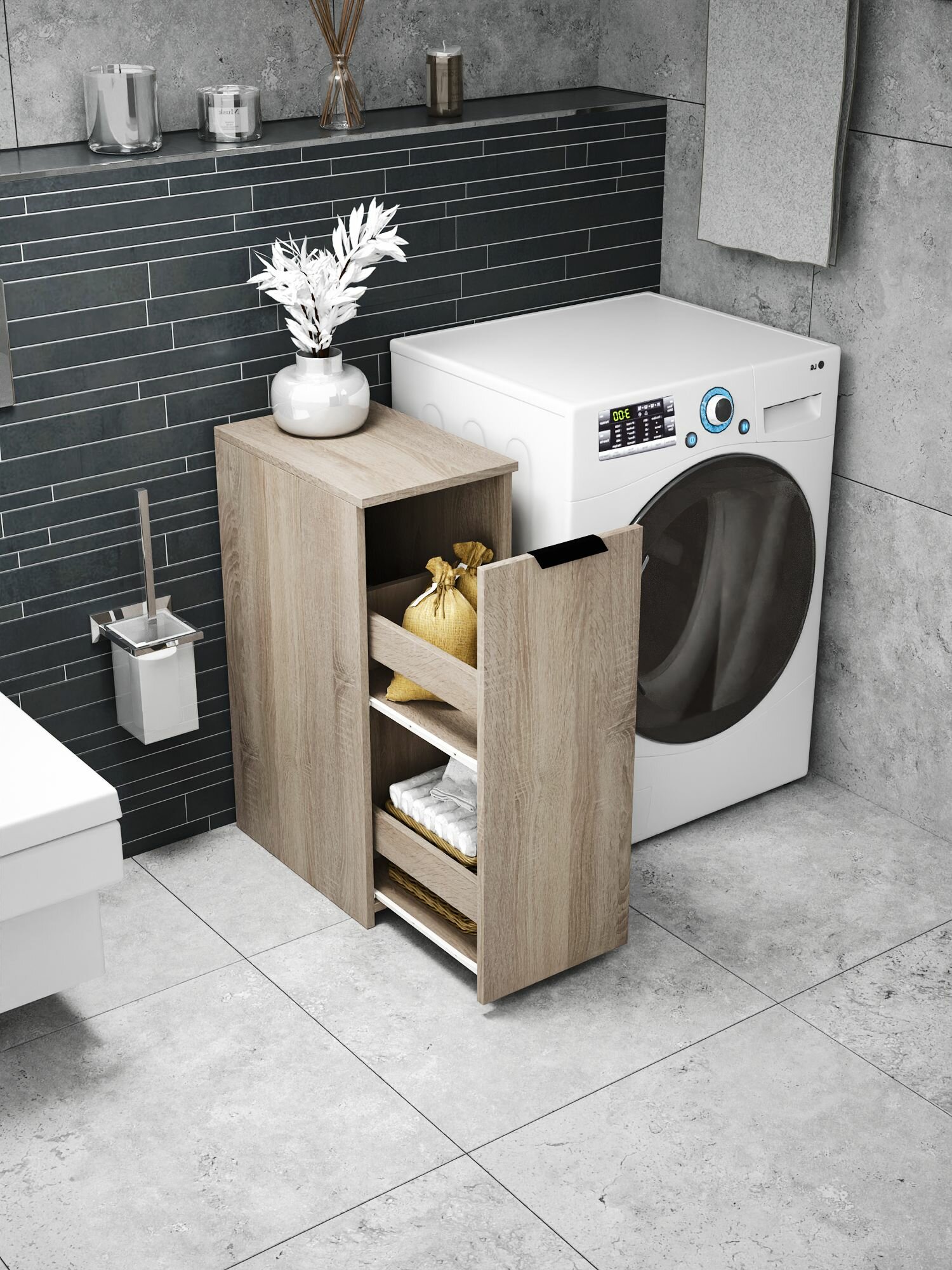 Тумба узкая напольная Vitto-8160 дуб сонома 1 ящик