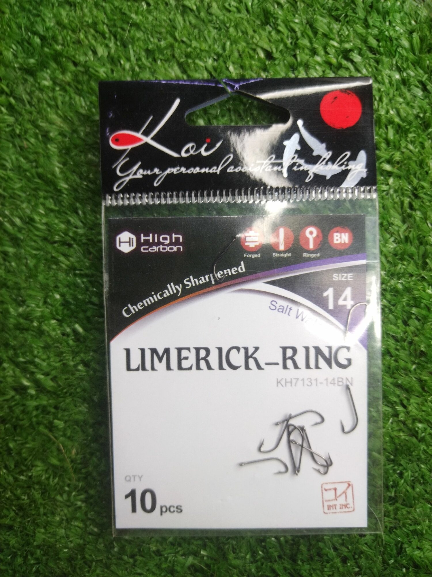 Крючки рыболовные набор из 10 штук Koi LIMERICK-RING KH7131-14BN SIZE 14