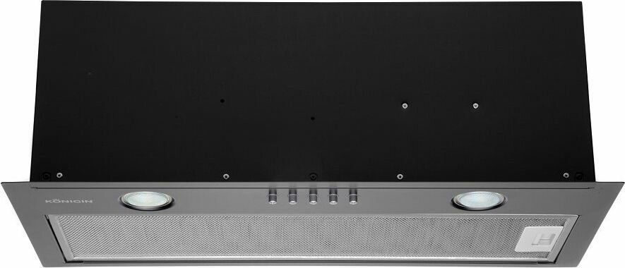 Вытяжка встраиваемая в подвесной шкаф Konigin / Конигин Flatbox Black 60 черный 4 скорости механическое управление светодиодное освещение мощность 180Вт уровень шума 56Дб / вытяжная система вентиляции