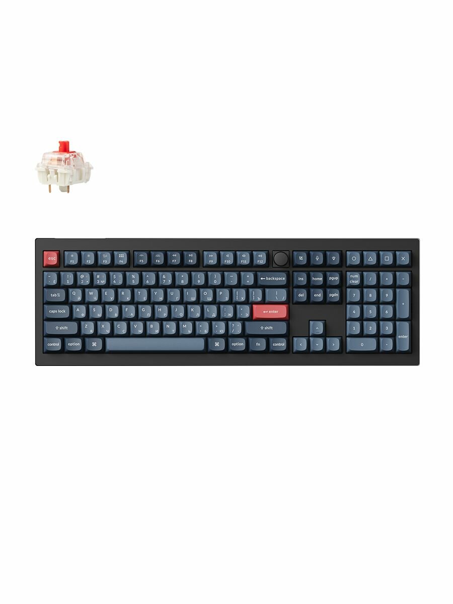 Keychron V6 Max Gateron Jupiter Red Беспроводная механическая игровая клавиатура, русская раскладка, Carbon Black