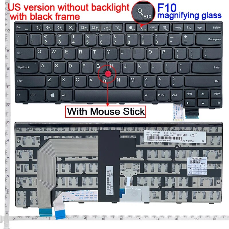 Подсветная английская клавиатура GZEELE для Lenovo T460S T470S T460 S2 ThinkPad 13 No backlight US