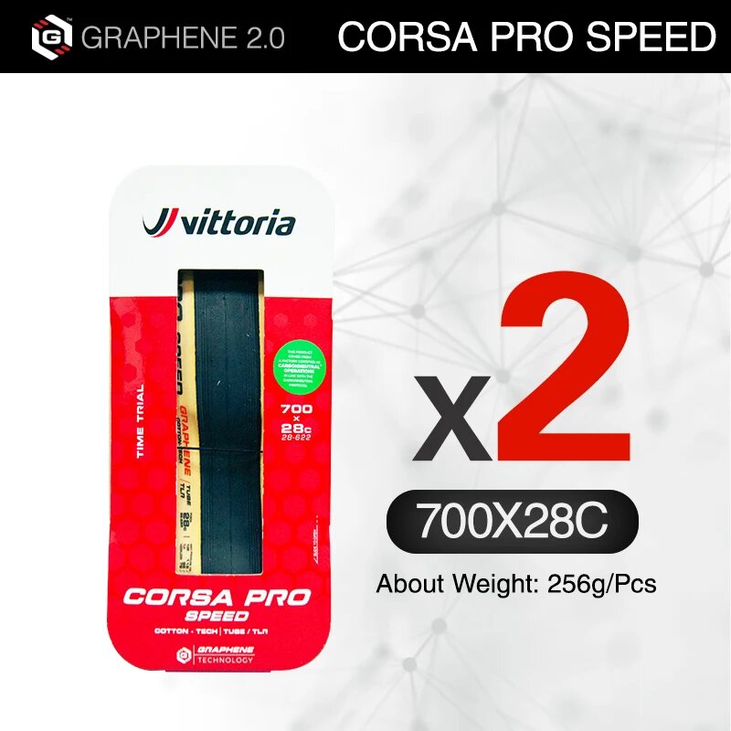 Велосипедная шина Vittoria Corsa Pro Speed 700X24/28 G2.0, бескамерная, устойчивая к 2Pcs 700X28