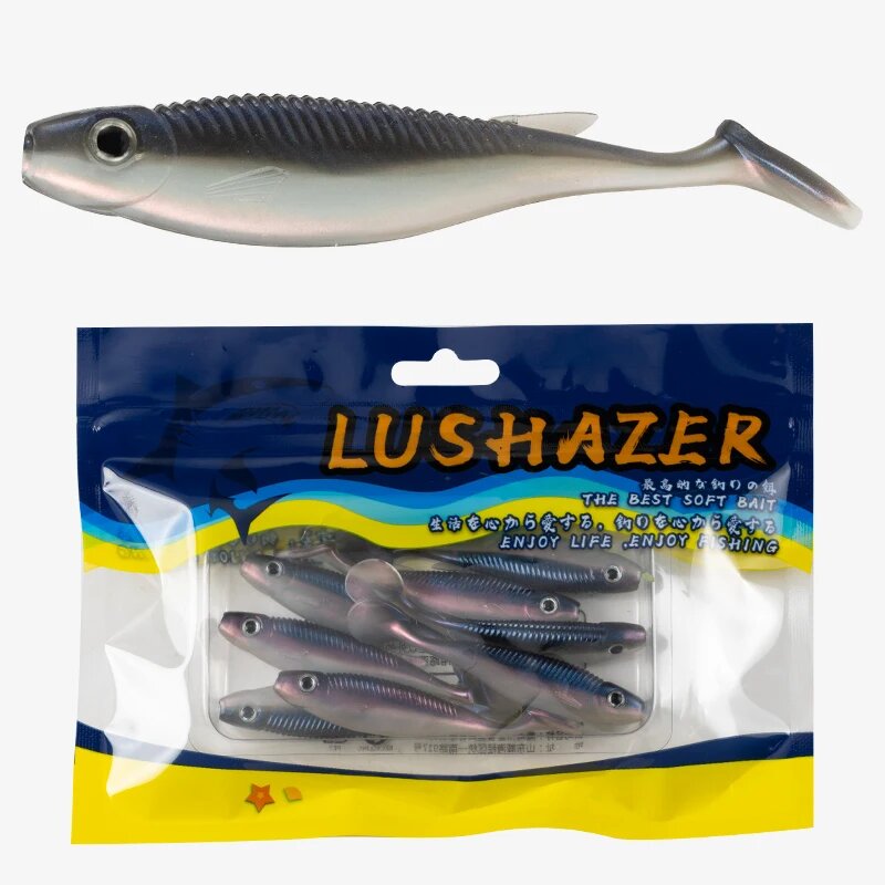 LUSHAZER Shad T-tail, 62 мм, grey
