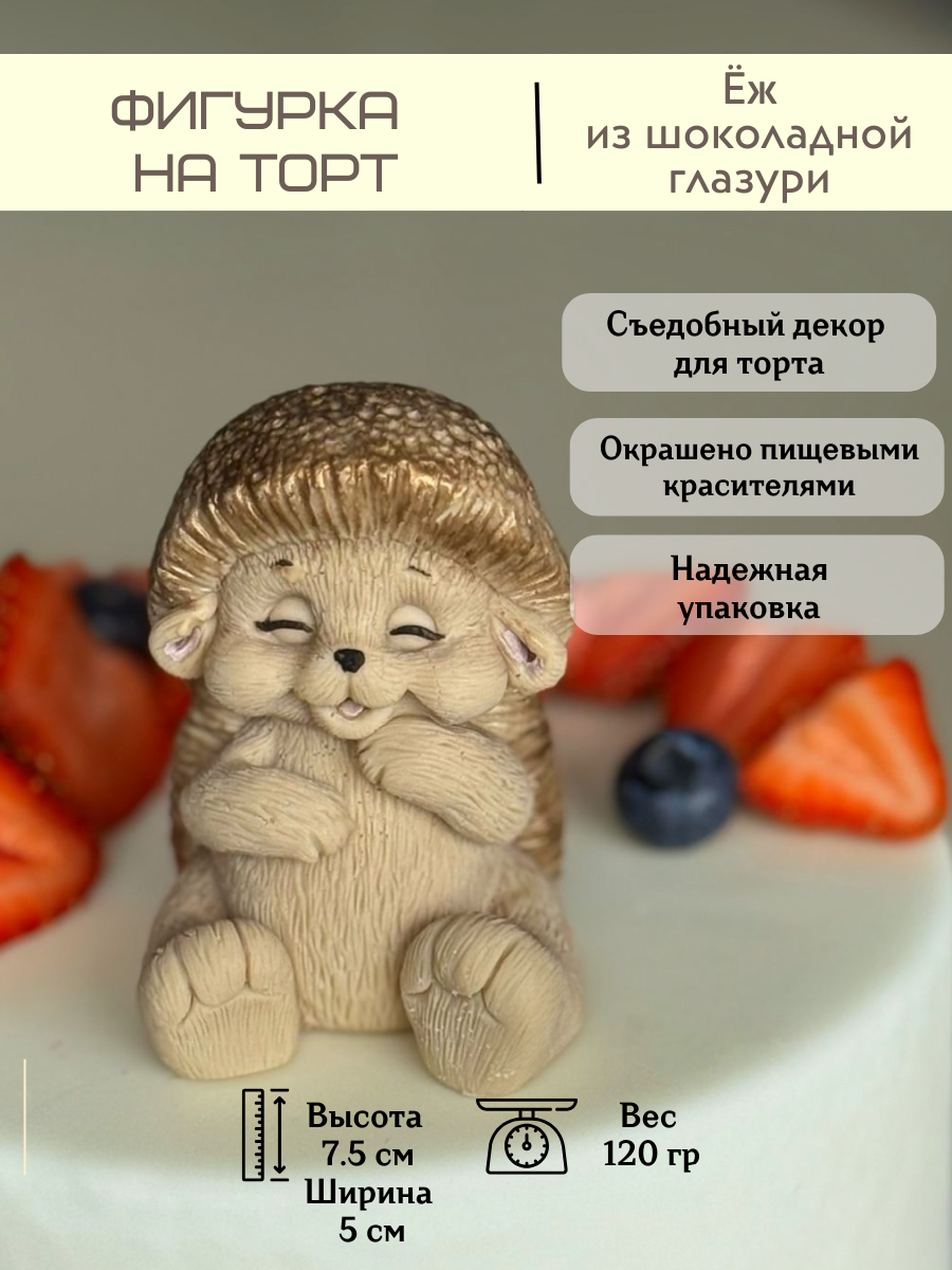Фигурка из молочной шоколадной глазури. Ёж. Украшение для торта.